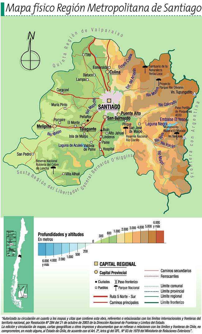 Region Metropolitana: Mapa Fisico de la Region Metropolitana