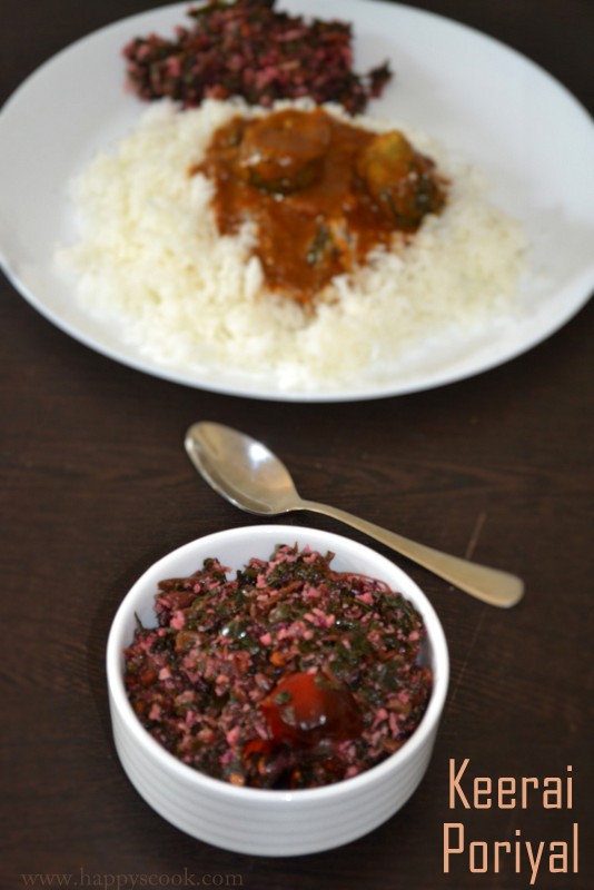 Sivapu thandu Keerai thoran(Poriyal) Recipe | Red Amarnath Leaves Stir ...