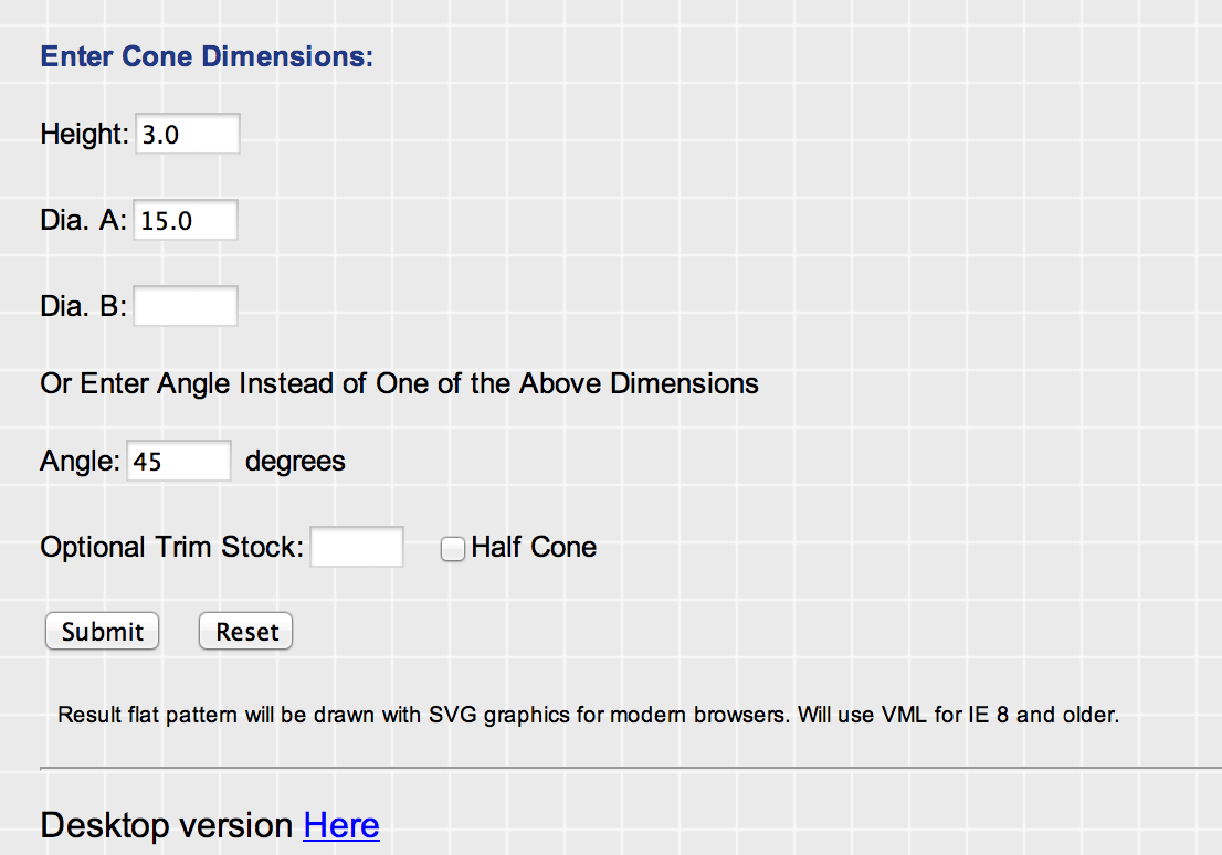meggiecat: Cone Calculator
