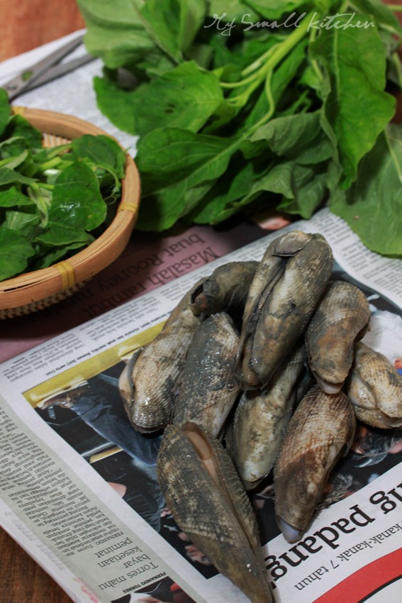 My Small Kitchen: Sayur Bayam dengan Siput Mentarang