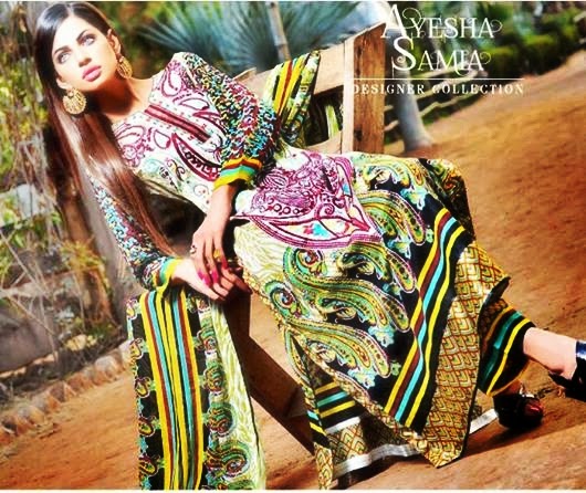 Dawood Ayesha Samia Lawn Designs 2014 | Ayesha Samia Embroidered Summer ...