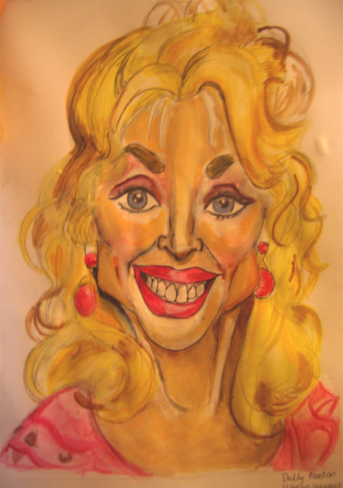 Drawings: caricatures: dolly parton and suheir a palestinian poet