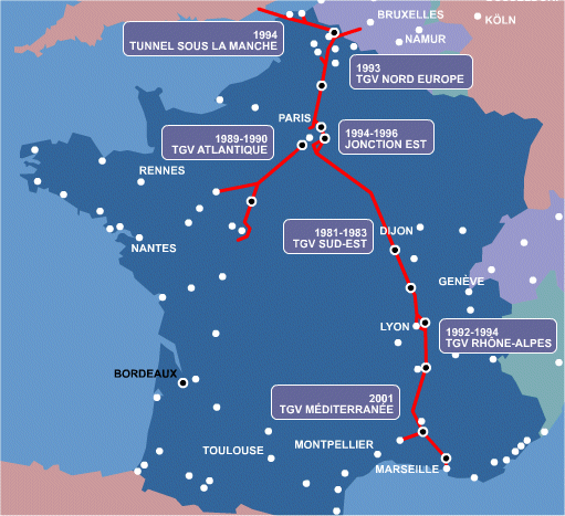 Culture STMG: Le réseau TGV modifie les distances en France
