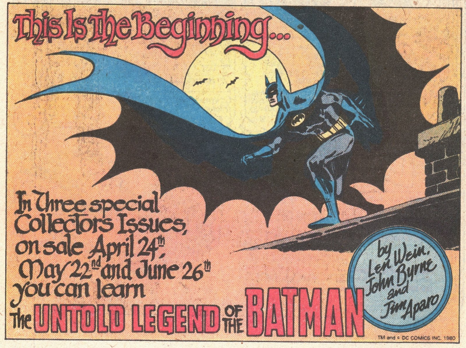 DC Comics of the 1980s: 1980 - House Ad for The Untold Legend of the Batman