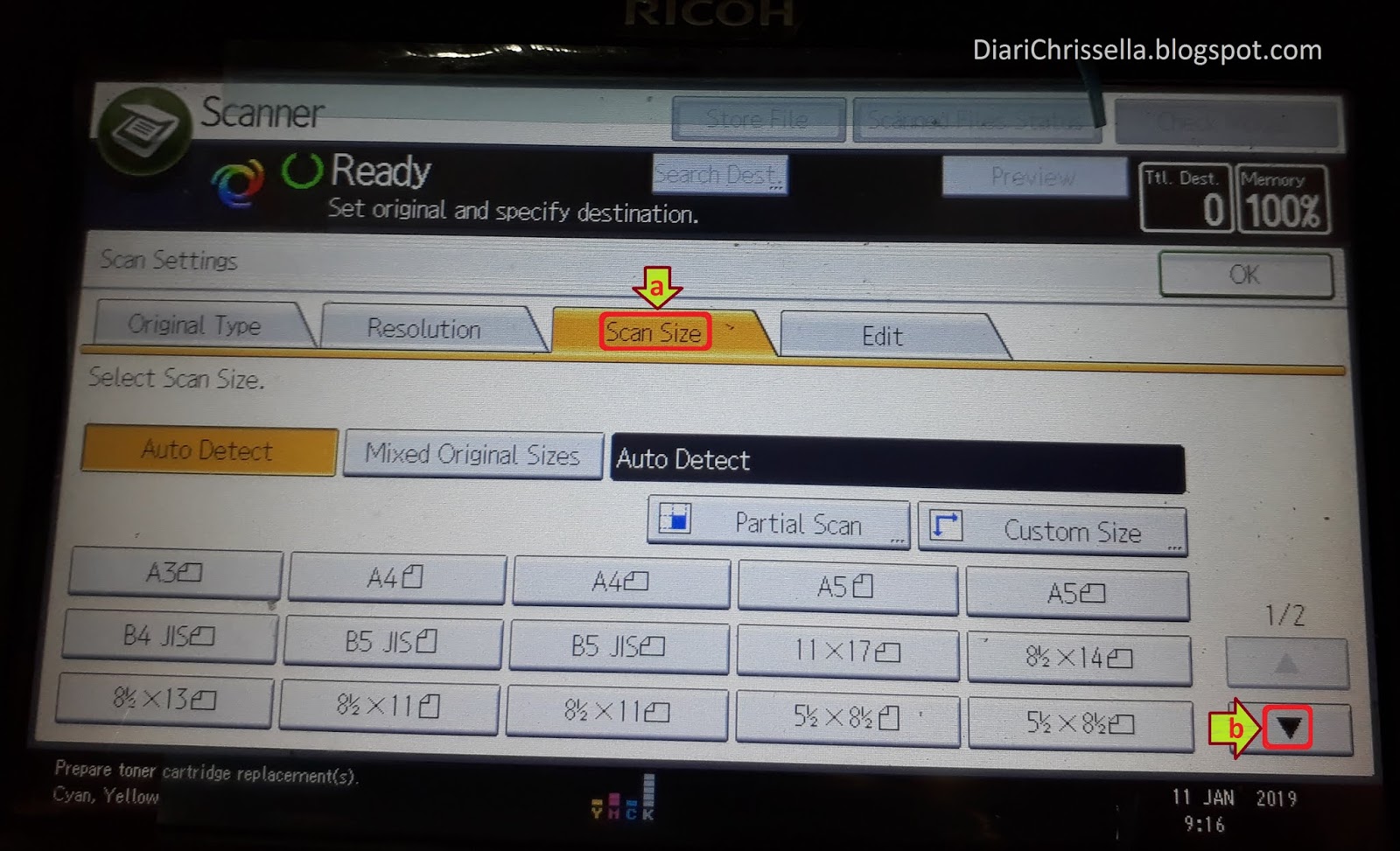 TUTORIAL 18: CARA SCAN KAD IC / ID (RICOH PINTER) | Diari Chrissella