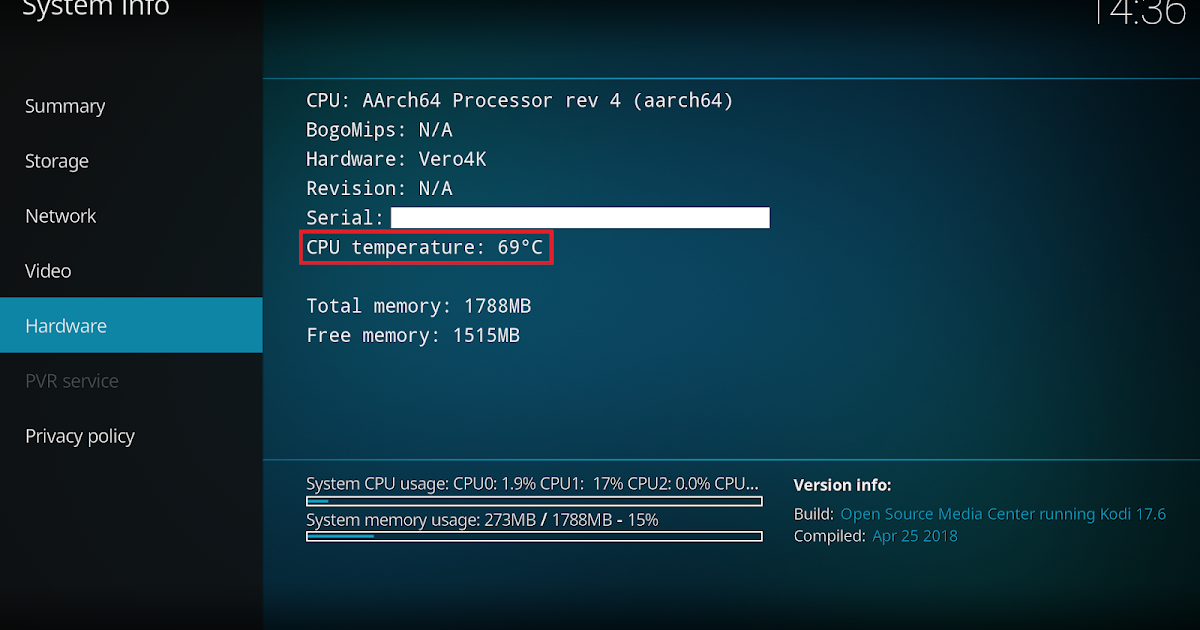 Temperature monitoring on Vero 4K working after OSMC update