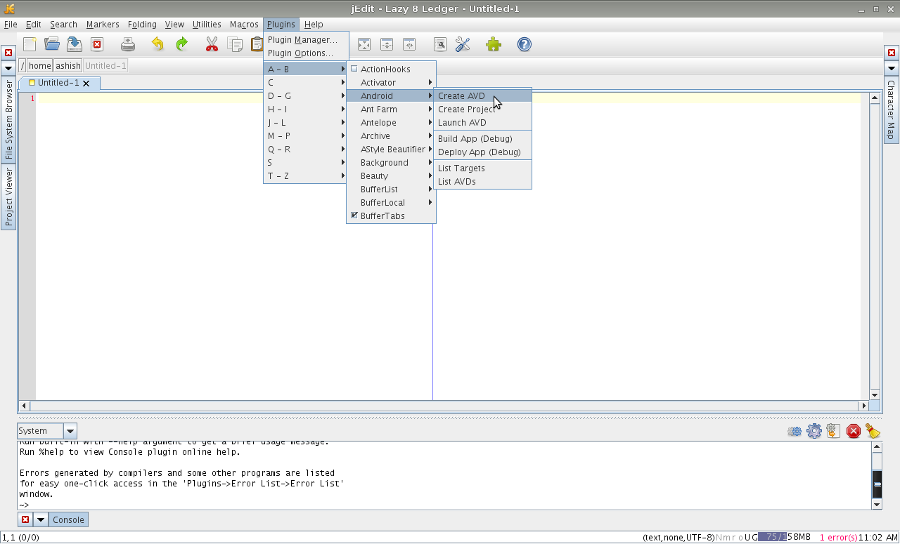 Aspiration Limited Android Development Using Jedit Part 1