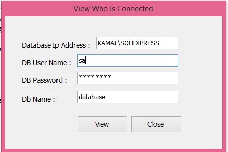 Who is connected to database - Sample Application C#