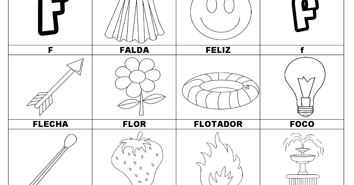 Dibujos para colorear: Palabras con F