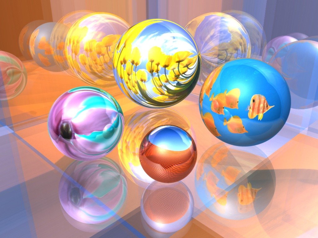 3D Glass Balls Reflection HD Desktop Wallpapers | HD Wallpaper for PC