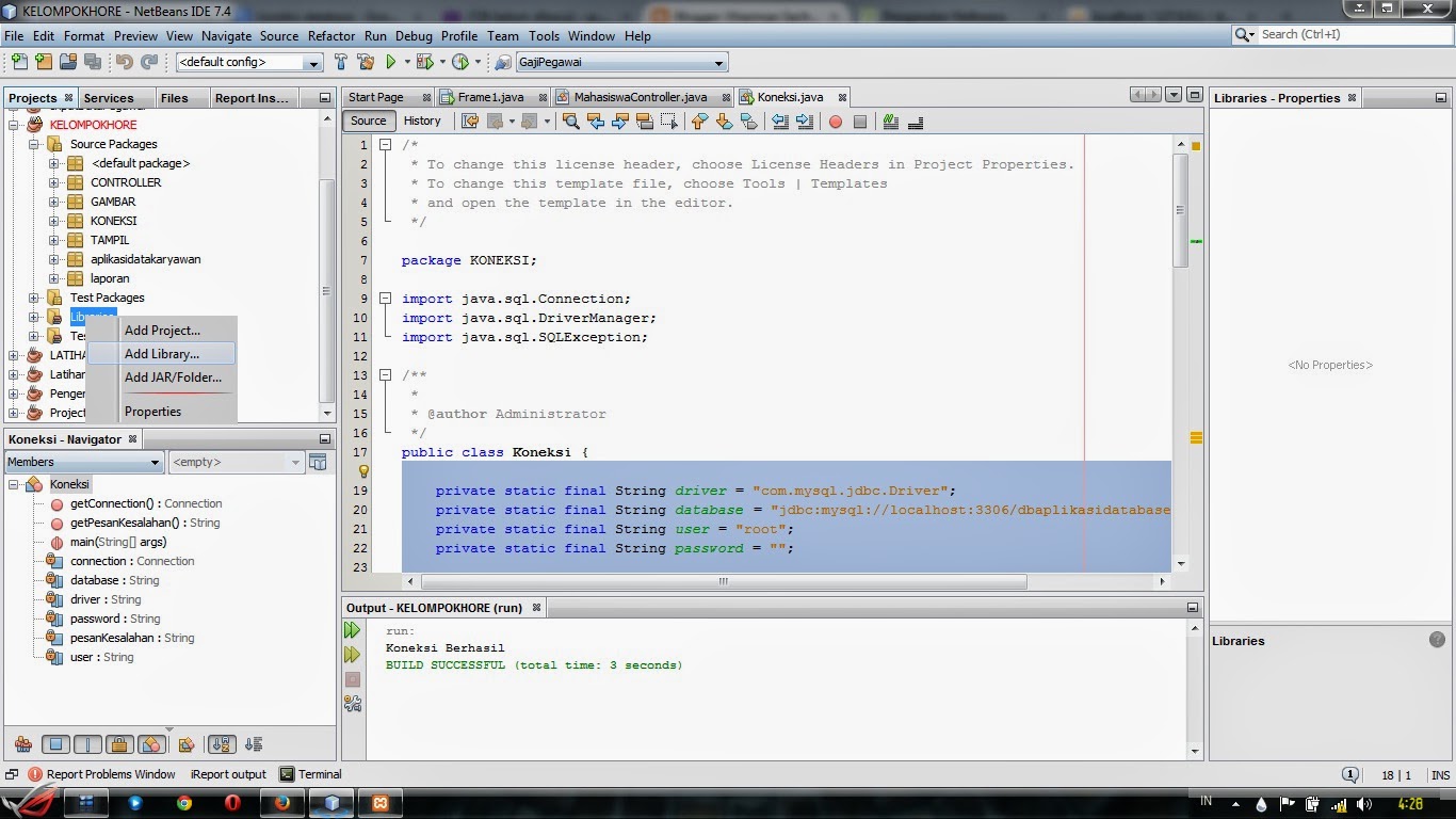 Koneksi Java Kedalam Database MYSQL | Vhierman Sach