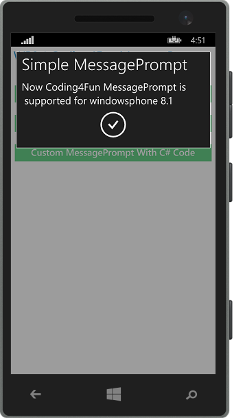 Custom MessagePrompt Body with Xaml