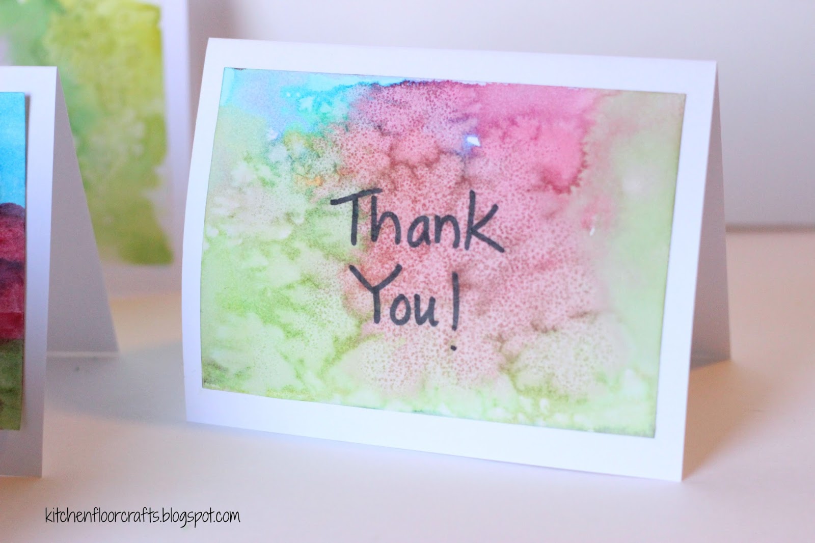 Kitchen Floor Crafts: Salt and Watercolor Thank You Cards