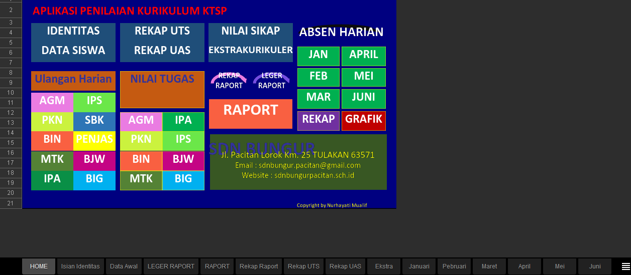 Contoh Aplikasi Penilaian Raport SD Kurikulum KTSP - Pedoman Pendidikan