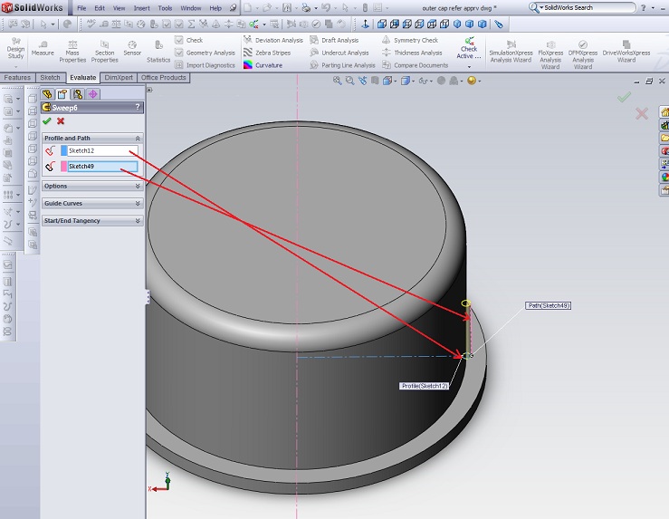 Creating a simple product using the sketch, Revolve, Sweep, fillets ...