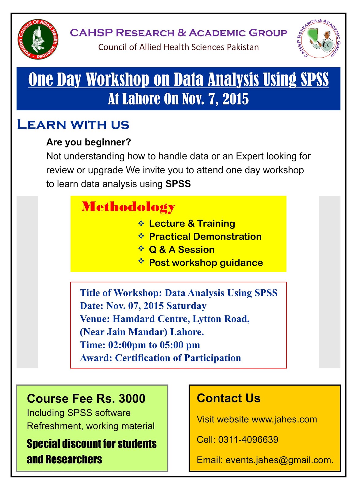 YAISHWARYAJ: {Awareness} ONE DAY WORKSHOP ON DATA ANALYSIS USING SPSS ...