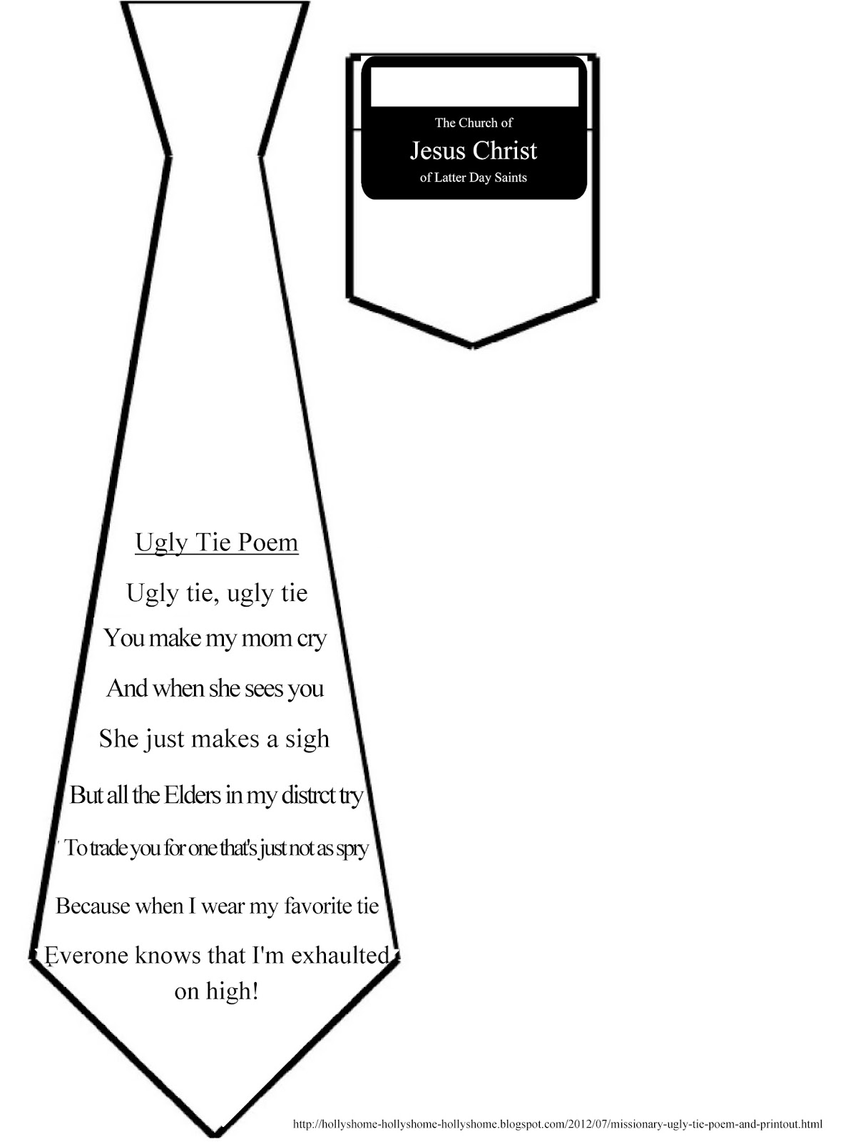 HollysHome - Church Fun: Missionary Ugly Tie Poem and Printout