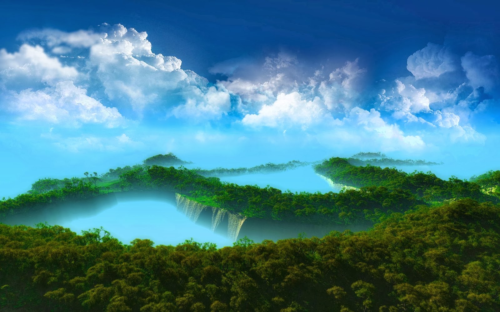 Natuur foto met bossen en water