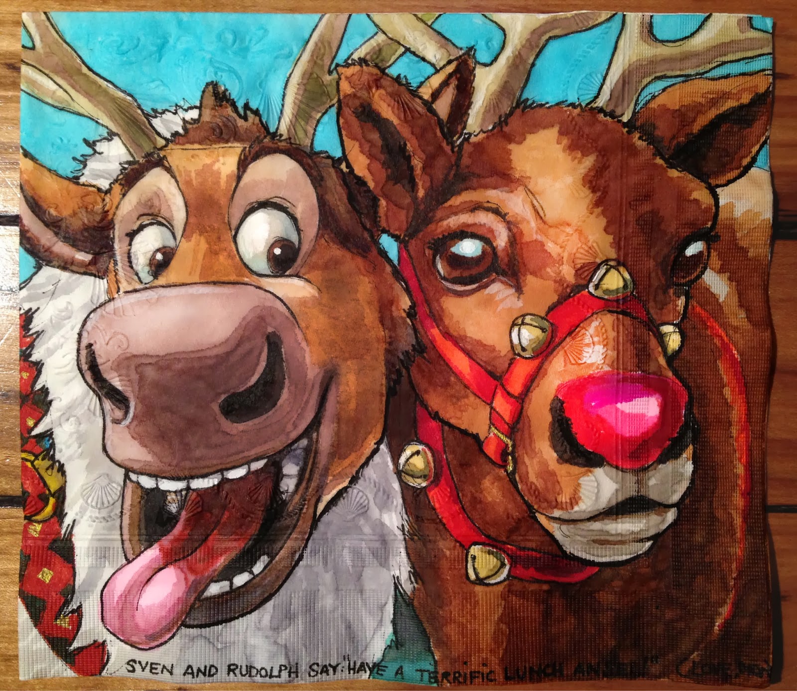 Daily Napkins: Sven From "Frozen" with Rudolph The Red Nosed
