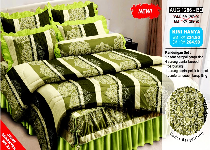 Cadar Asmida: SET CADAR QUEEN BEROPOL BERCOMFORTER DAN BERQUILTING