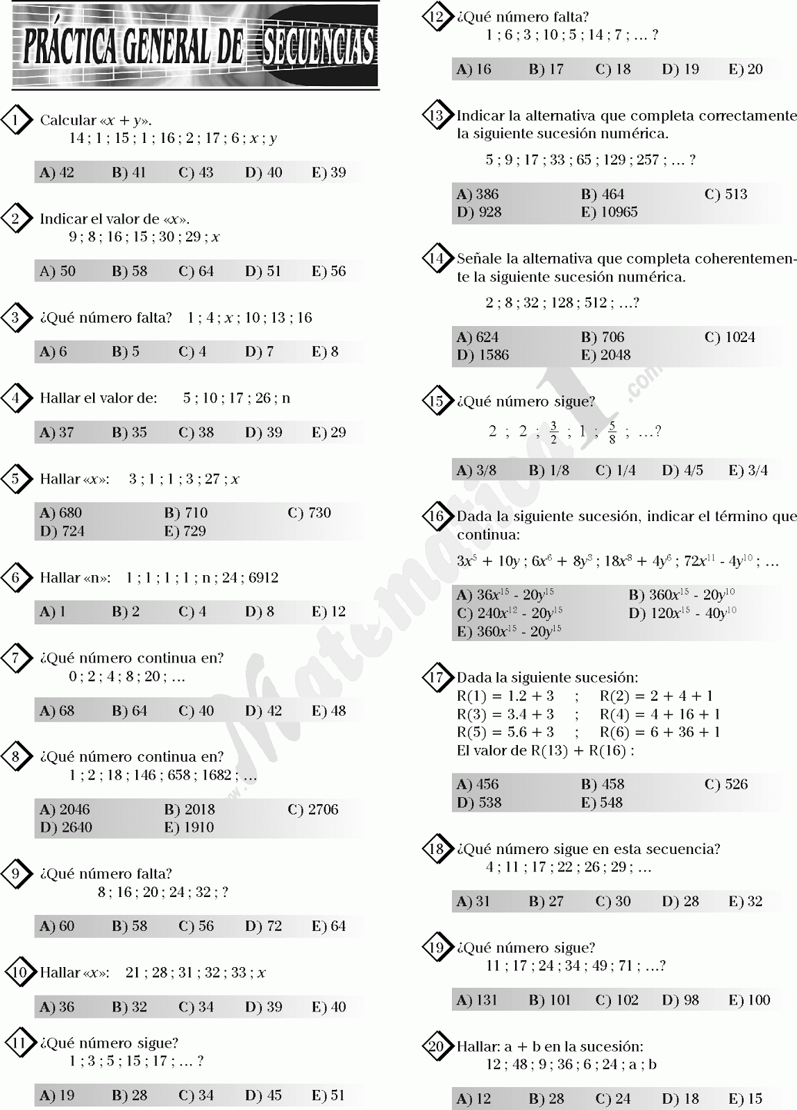 SECUENCIAS LITERALES EJERCICIOS DESARROLLADOS DE RAZONAMIENTO PDF