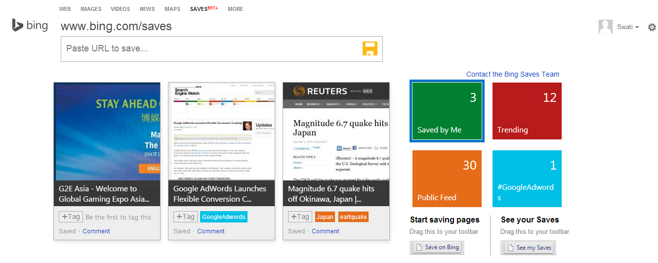 With Bookmarklet "Save on Bing", you can directly save the webpage to ...