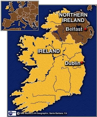 Belfast County Map Area - Map of Ireland City Regional Political