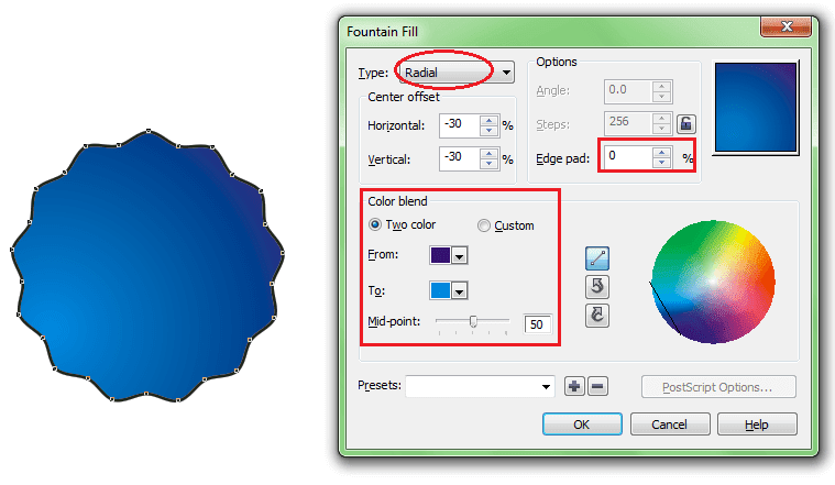Cara Mewarnai Objek Fill, Outline, dan Fountain Fill di CorelDRAW X4 - Kumpulan Tutorial