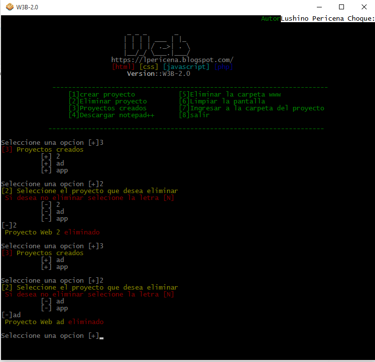 Estructura de una aplicación web con W3B-2.0