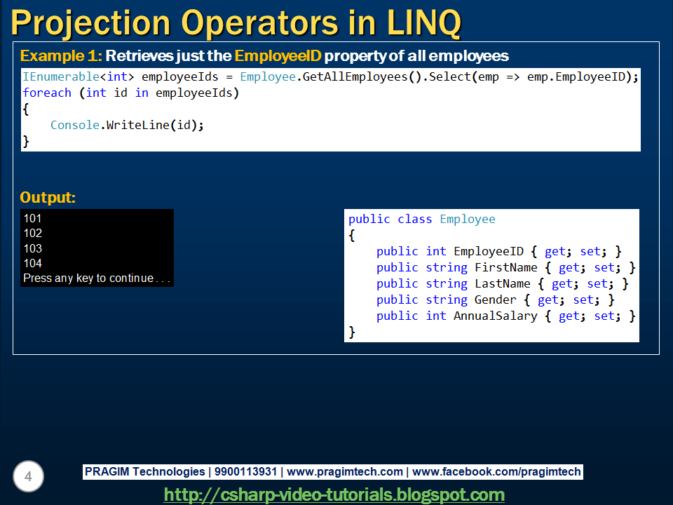 Sql Server Net And C Video Tutorial Part 7 Projection Operators In Linq