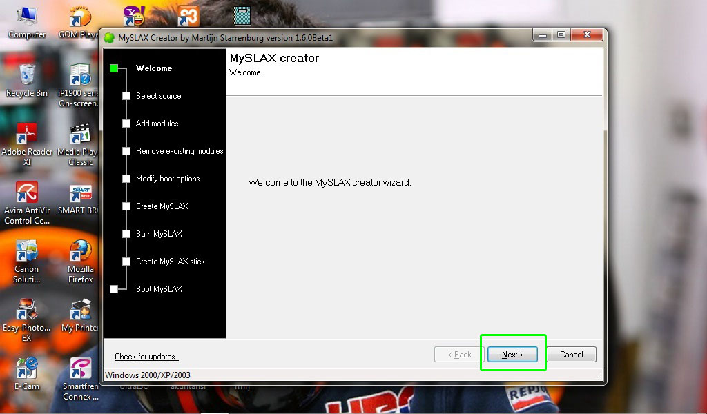 Modifikasi Slax Linux: Step 4 (Remastering menggunakan aplikasi myslax ...