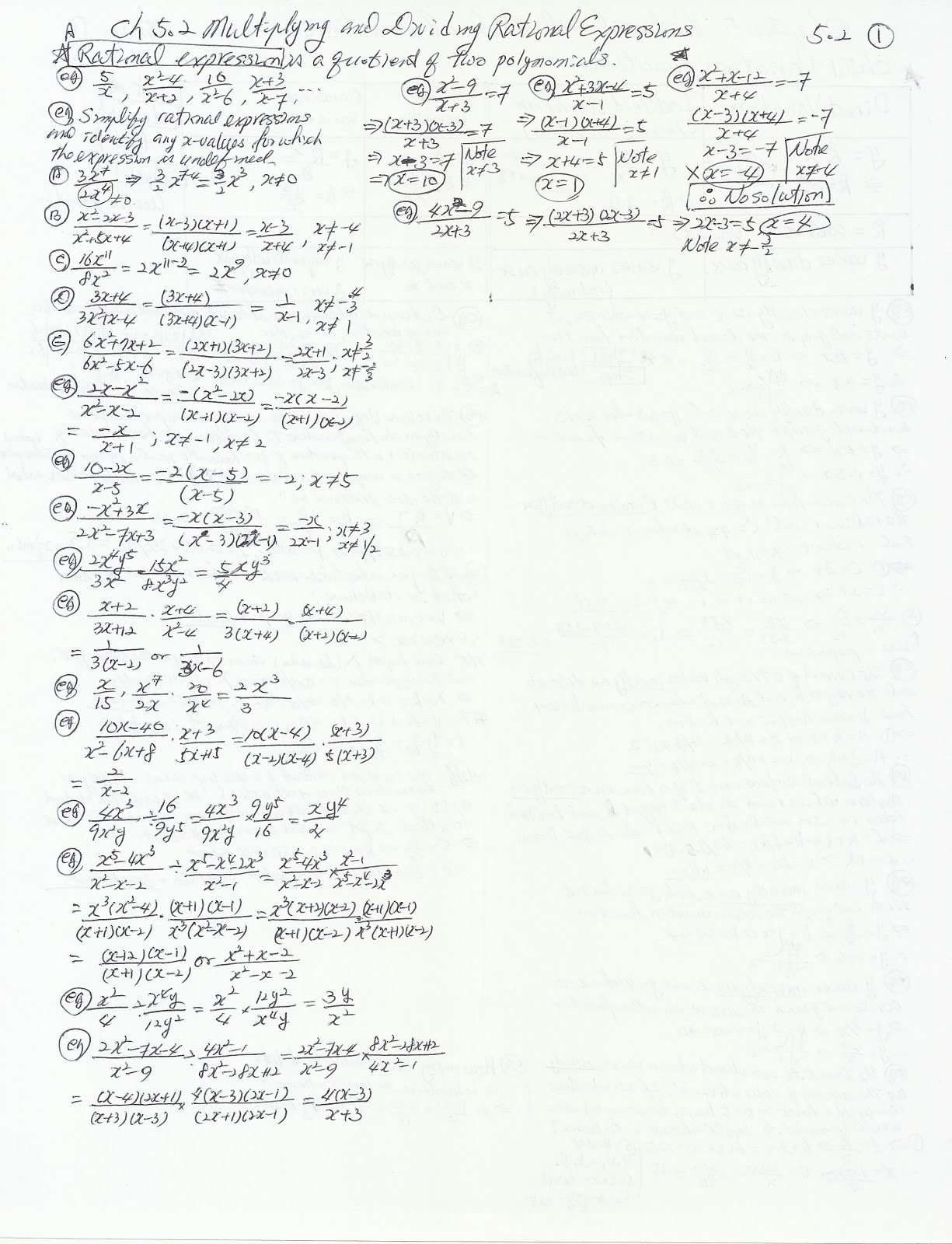 Sean's Math Page: Algebra 2 Class Note - Chapter 5