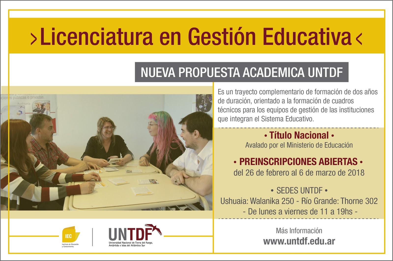 Nueva Carrera: La UNTDF abre la Licenciatura en Gestión Educativa ...