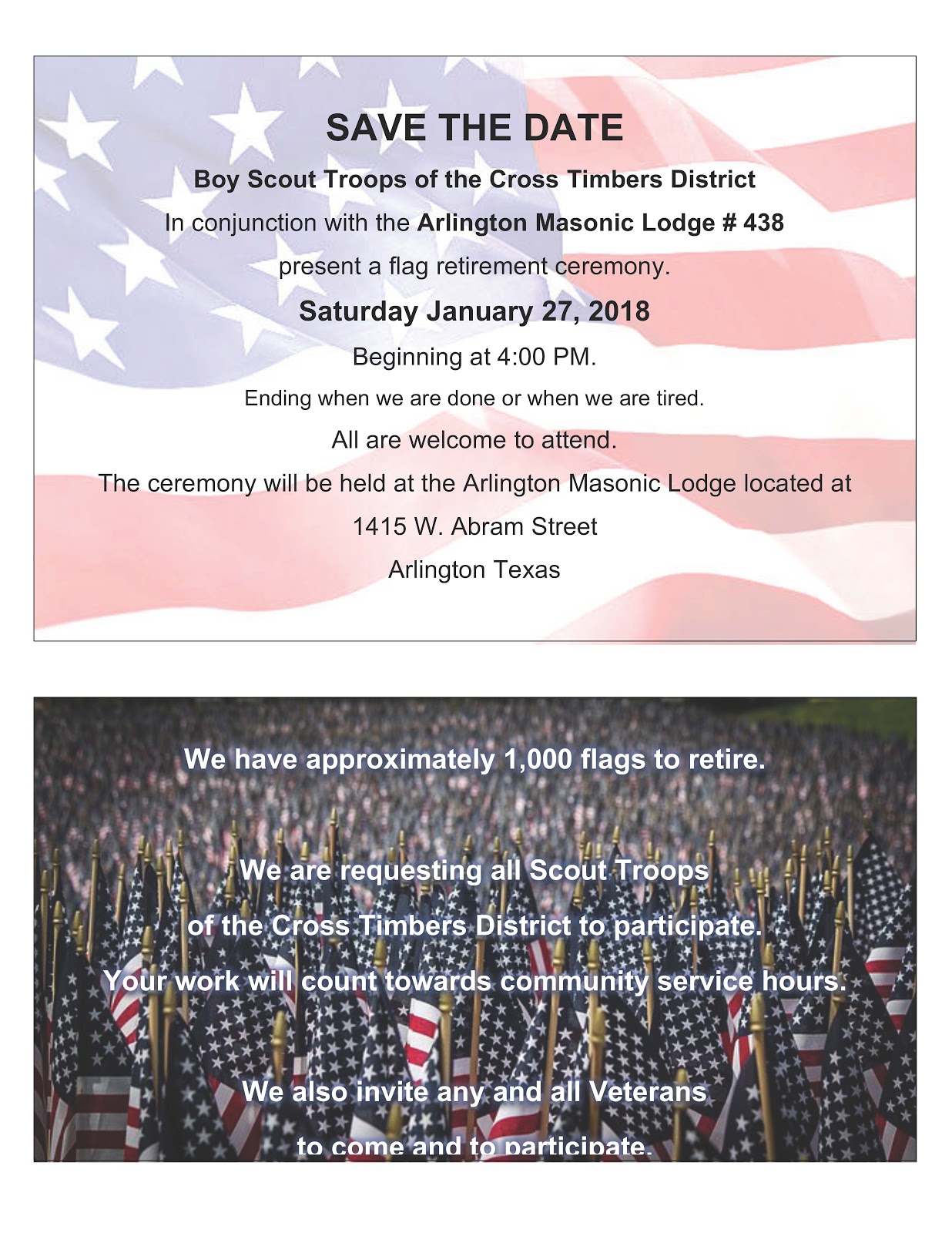 BSA Arrowhead LHC District: Cross Timbers Flag Retirement Ceremony - We ...