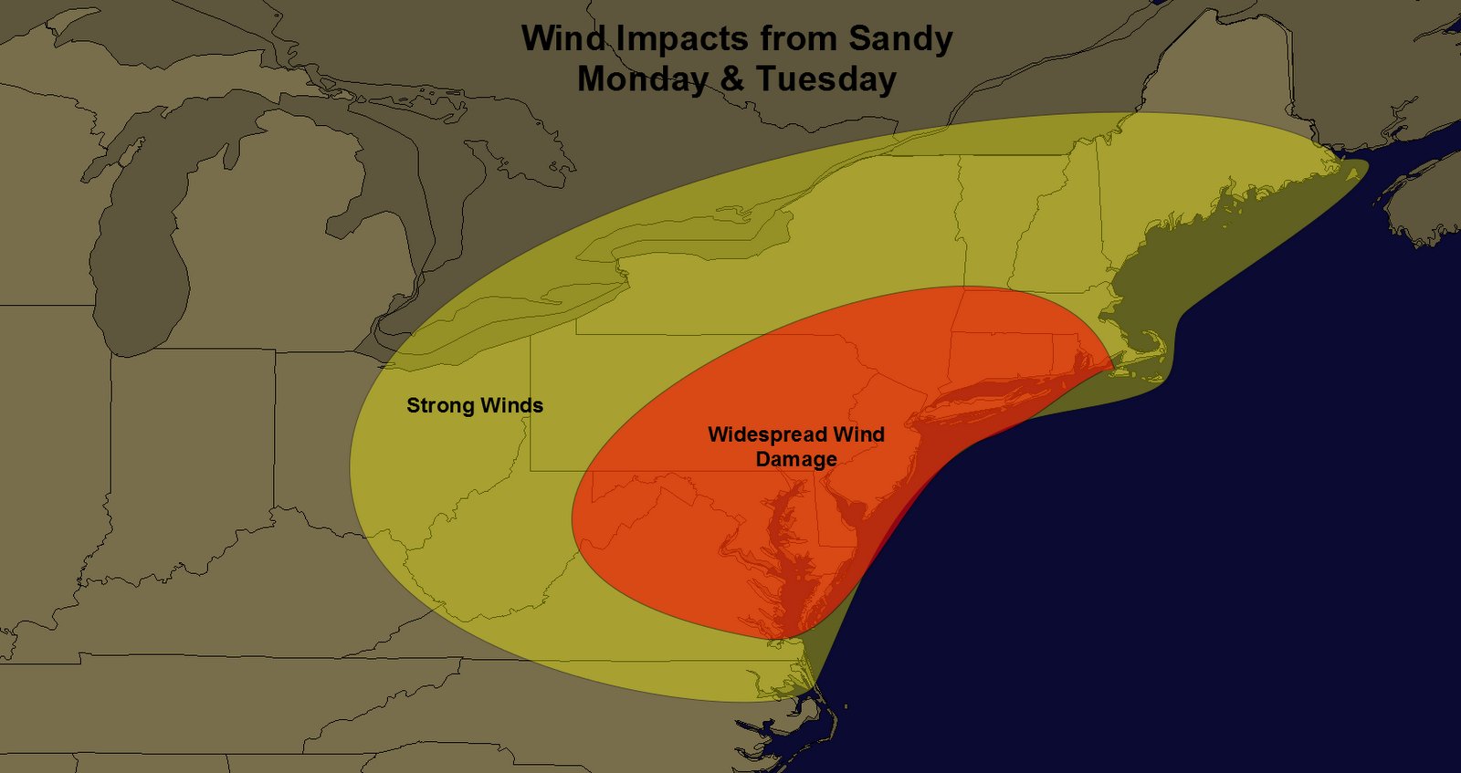 The Original Weather Blog: Major Impacts Expected From Sandy from Mid ...