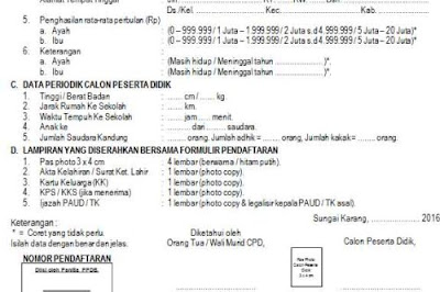 Download Contoh Formulir PPDB Untuk SD 2016 - FileNya