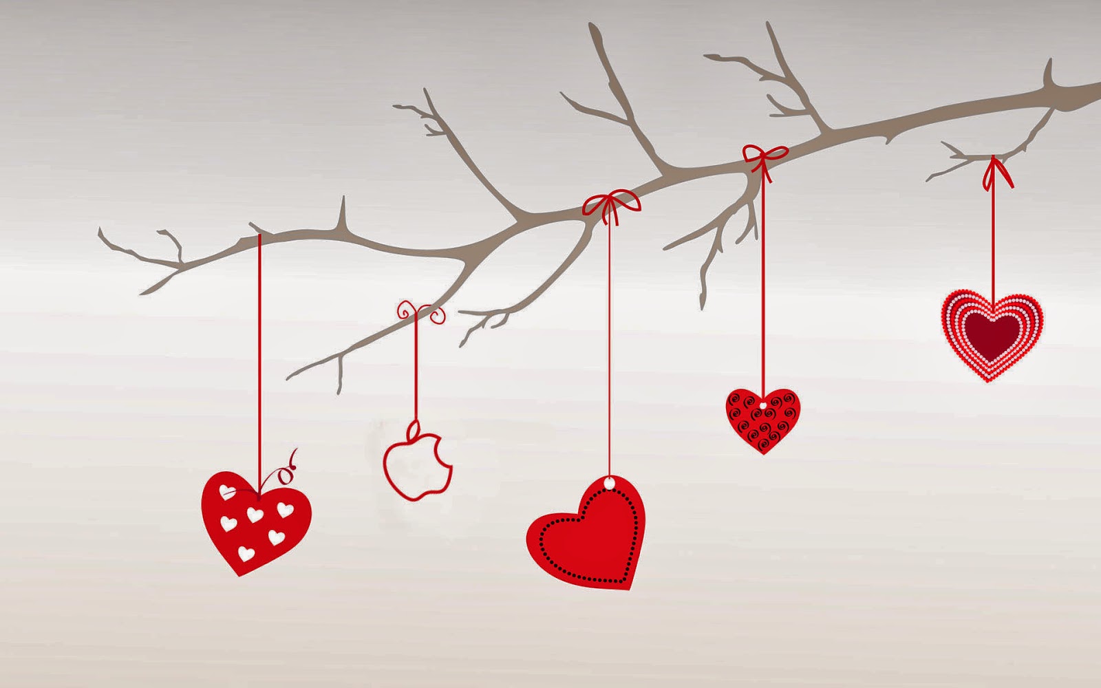 Imágenes de amor para fondo de pantalla: Corazones colgando de un rama seca