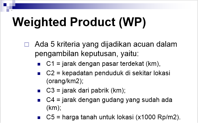Sistem Pendukung Keputusan: Metode WP