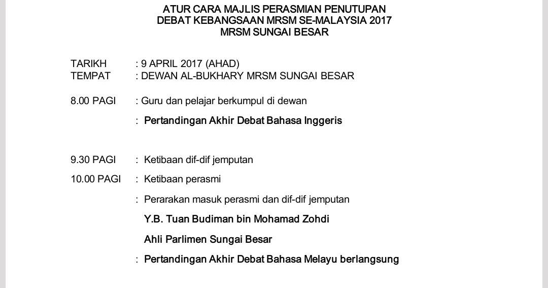 Contoh Aturcara Rasmi Terkini - CadenceewaLe