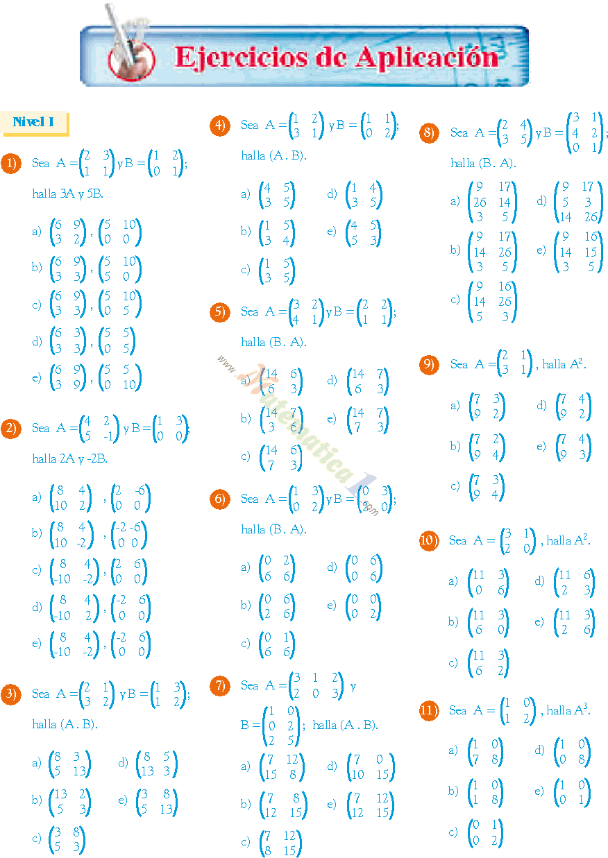 MULTIPLICACIÓN Y POTENCIACIÓN DE MATRICES EJEMPLOS RESUELTOS DE ...