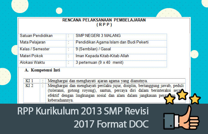 RPP Kurikulum 2013 SMP Revisi 2017 Format DOC - Operator Sekolah