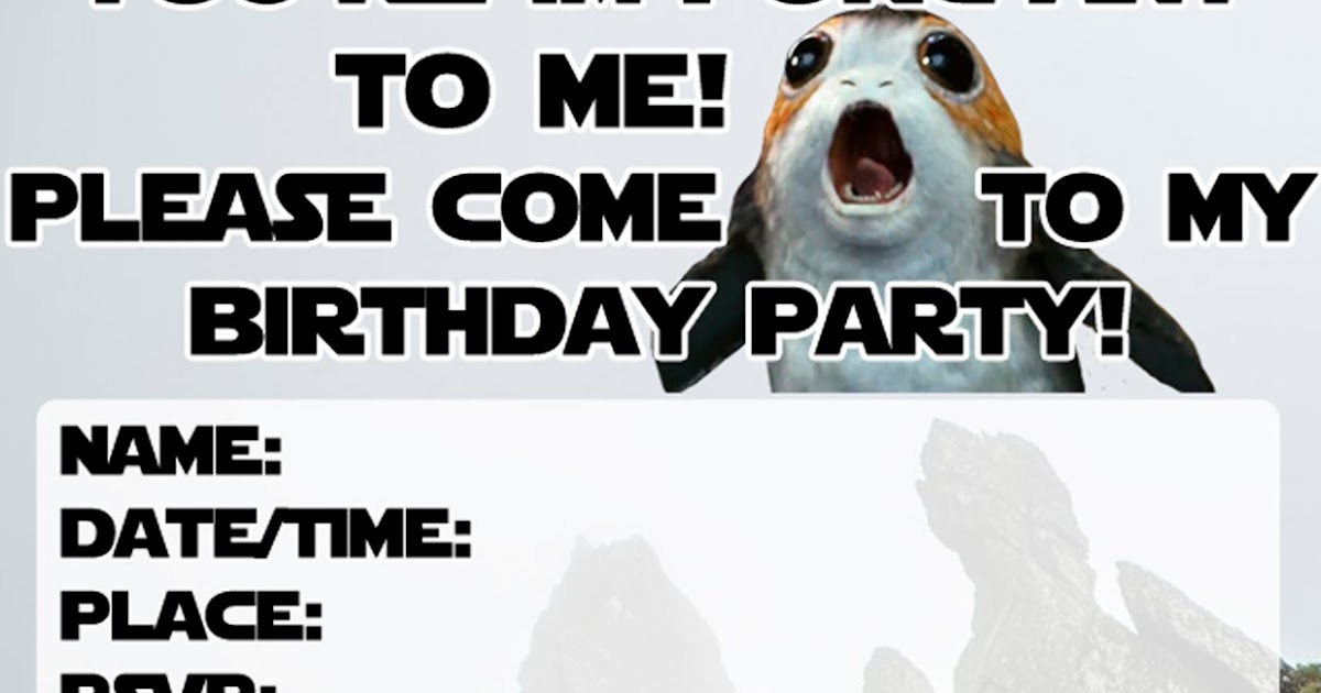 Porg Birthday Party Invitation - Star Wars Porgs - The Star Wars Mom ...
