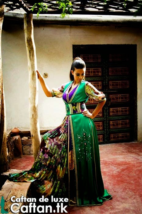 Vente enligne caftan marocain vert chic