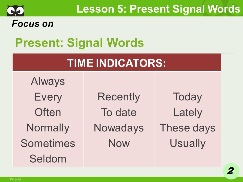 YOKITALK: Unit 4_Lesson 5 Present Signal Words