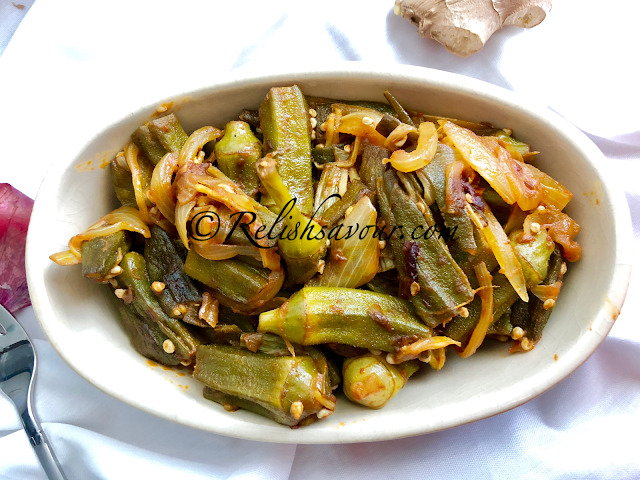 Bhindi Do Pyaza ( Okra tossed with caramelised onions)