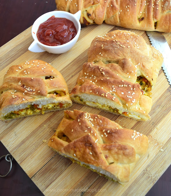 Poornima's Cook Book: Paneer(Indian cottage cheese) Stuffed Braided ...