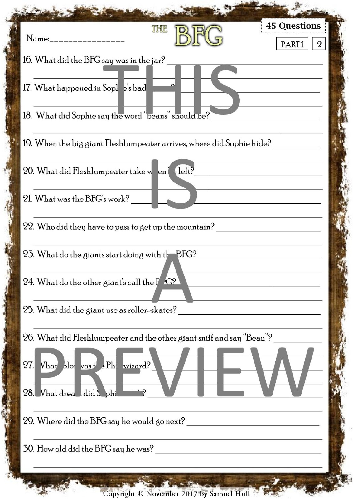 The BFG Movie Guide (2016) + Activities (Color + B/W) - Answer Keys ...