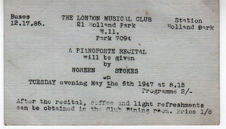 Noreen Stokes O.A.M. (1917-2012). Pianist, Teacher, Mother