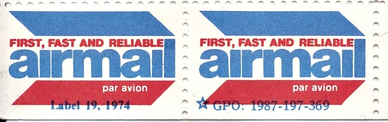 International Airmail And Priority Mail Labels: US: Full sheet of ...