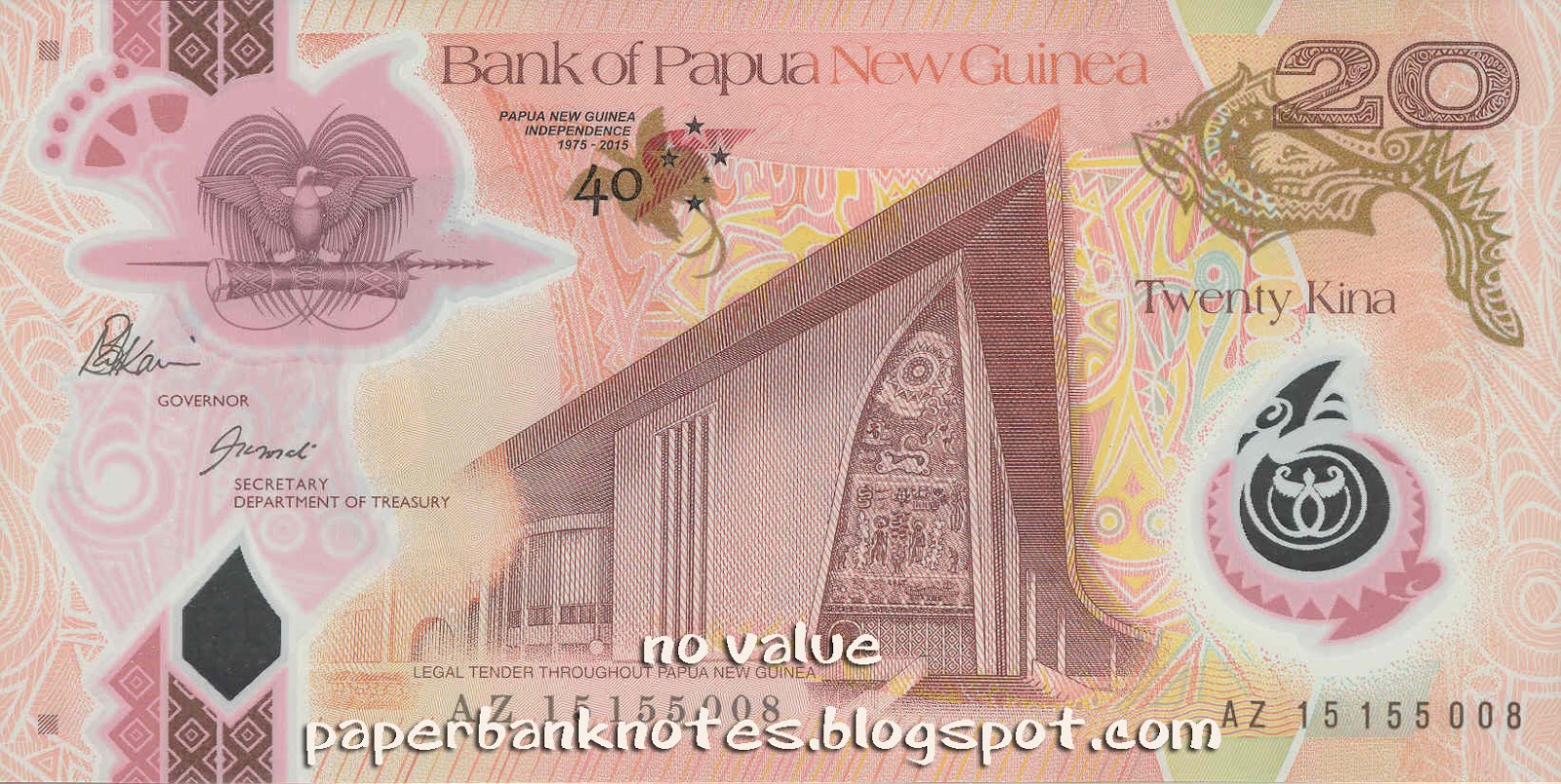 world polymer: Papua New Guinea - 20 Kina 40th Anniversary of ...